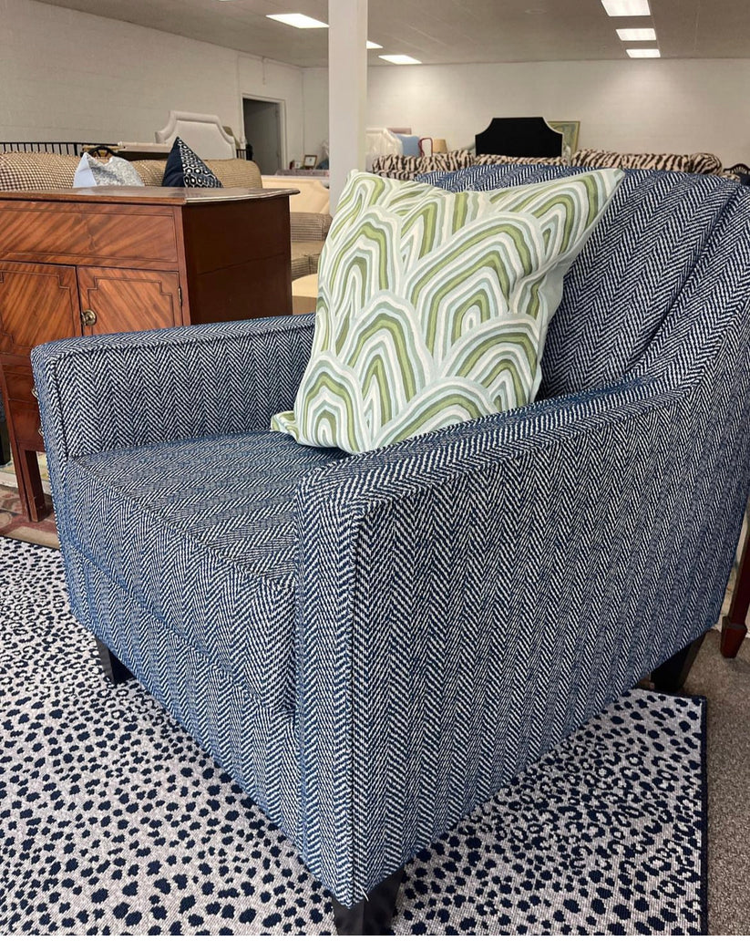 Navy Blue Herringbone Upholstered Chair Winston S Collection